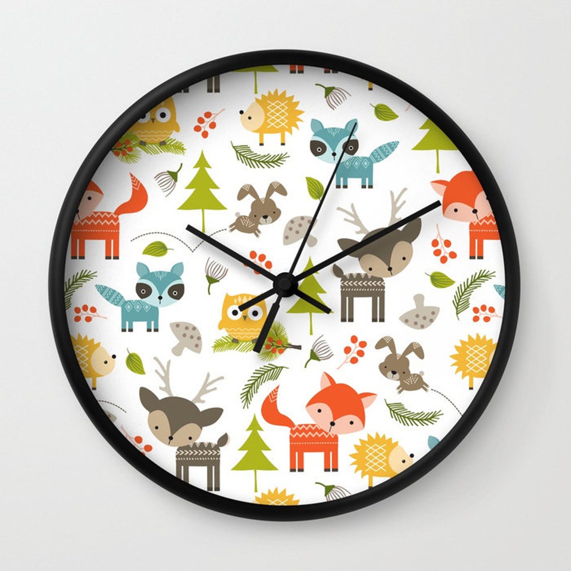 Animals Clock Animal Wall Clock Woodland Animals Clock Kids - Etsy