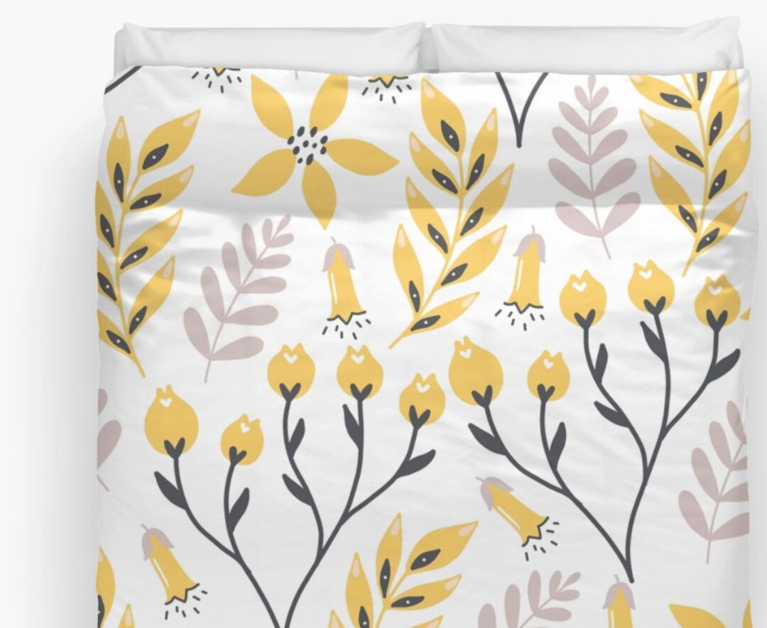 Yellow Flower Duvet Yellow Floral Duvet Yellow Comforter - Etsy