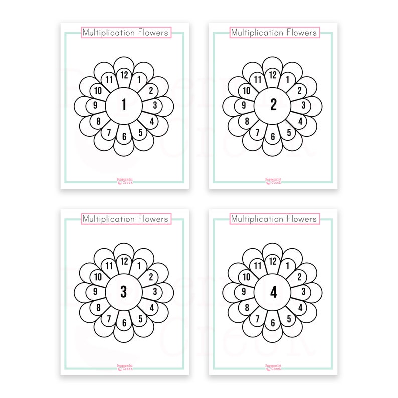 Multiplication Flowers Digital Download Learn to Multiply - Etsy