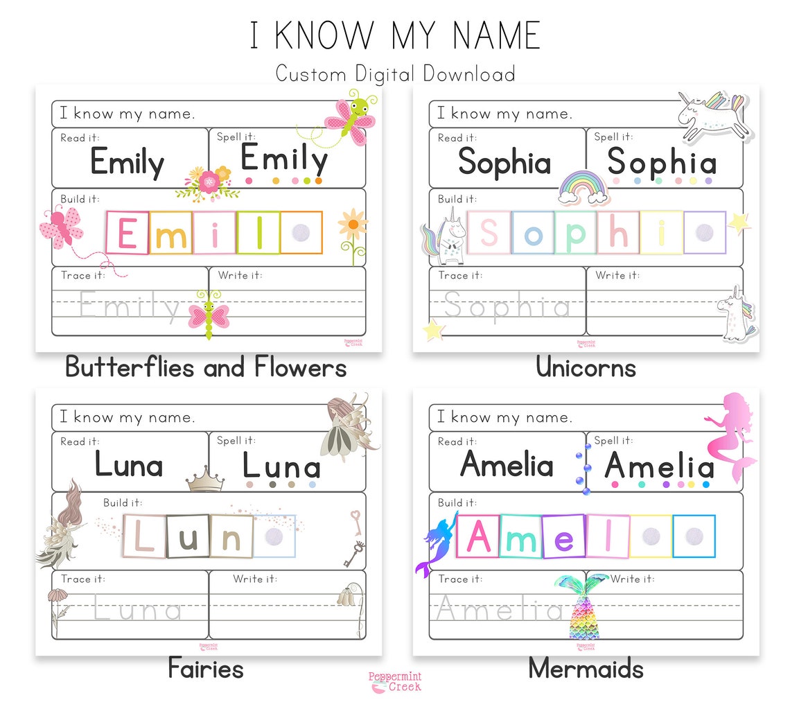 Learn Name Digital Download, I Know My Name, Prek Worksheets ...