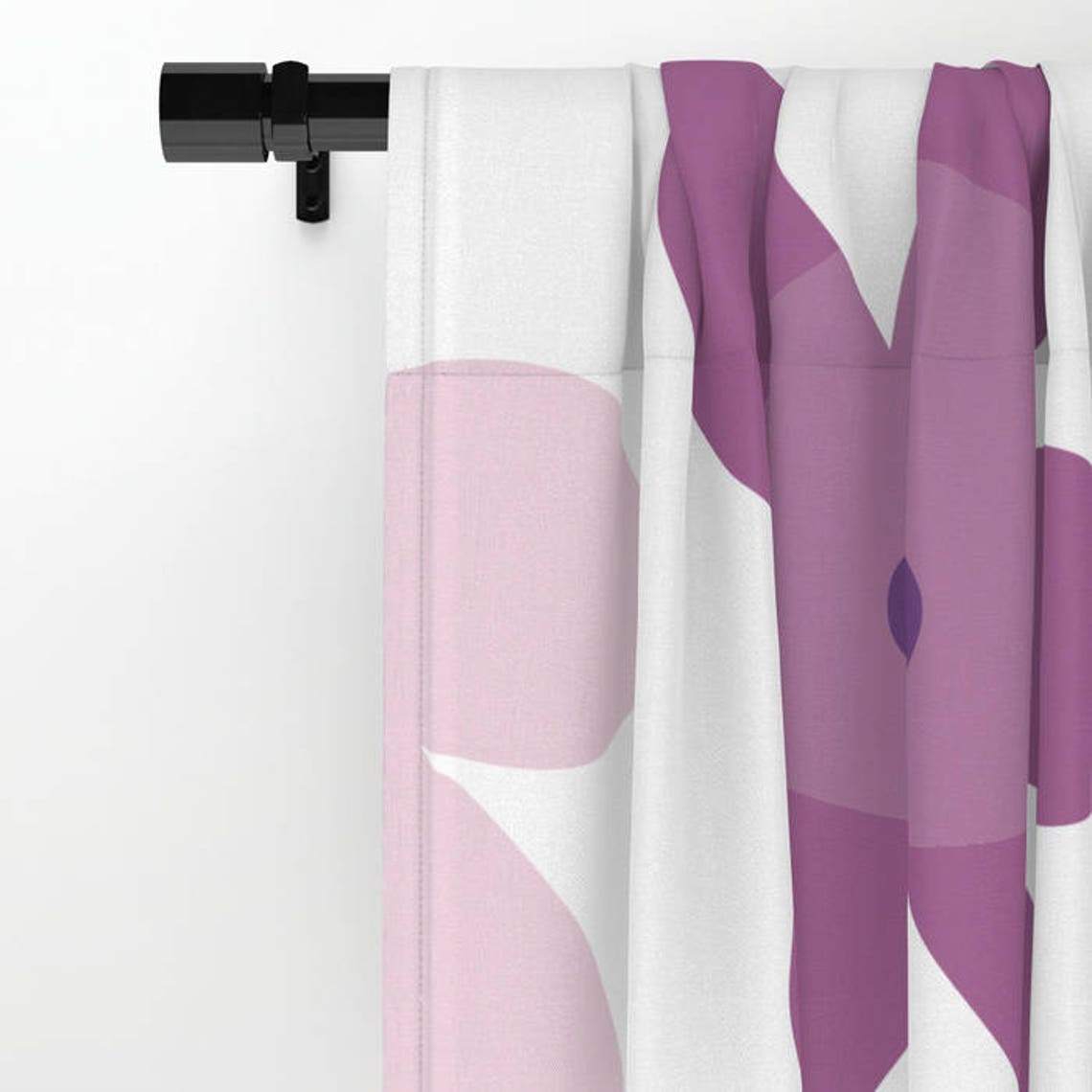 Pink Flowers Curtains Pink Window Curtains Flower Window - Etsy