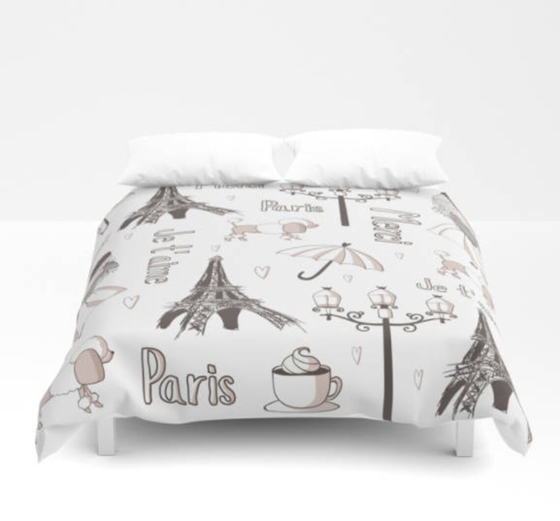Paris Duvet, Paris Comforter, Paris Bedding, Eiffel Tower Duvet, France ...
