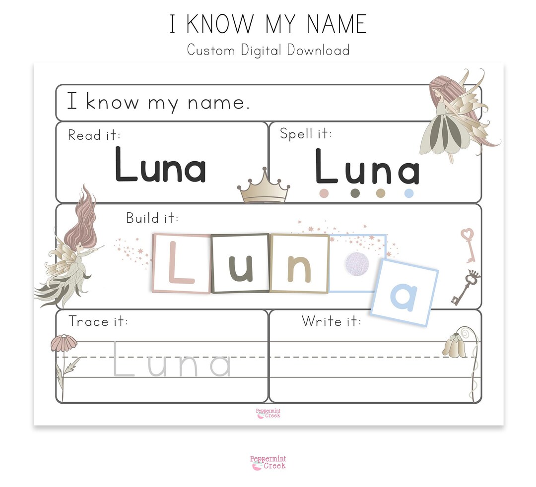 Learn Name Digital Download, I Know My Name, Prek Worksheets ...