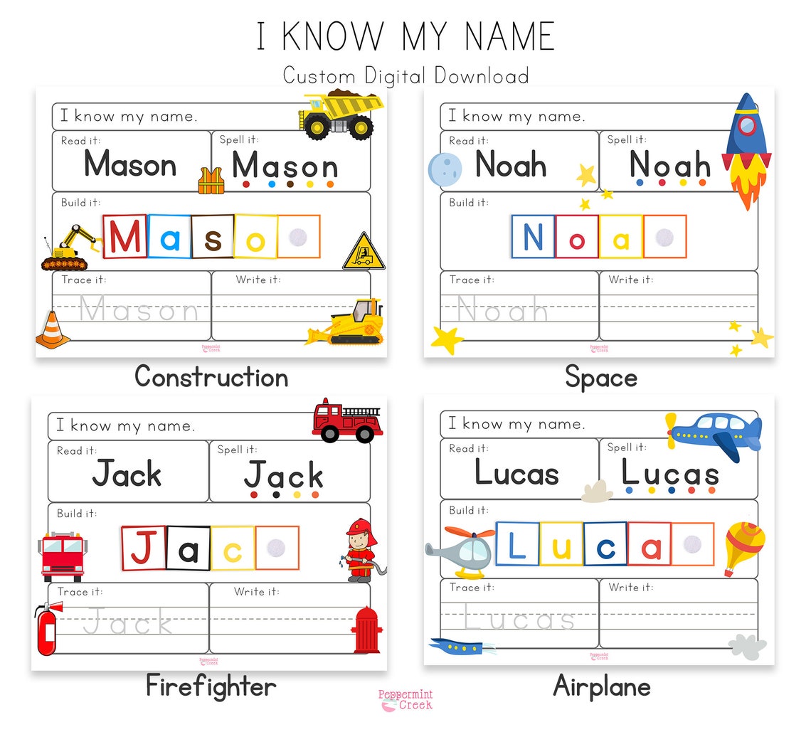 Learn Name Digital Download, I Know My Name, Prek Worksheets ...
