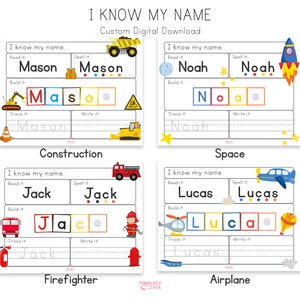 Learn Name Digital Download, I Know My Name, Prek Worksheets ...
