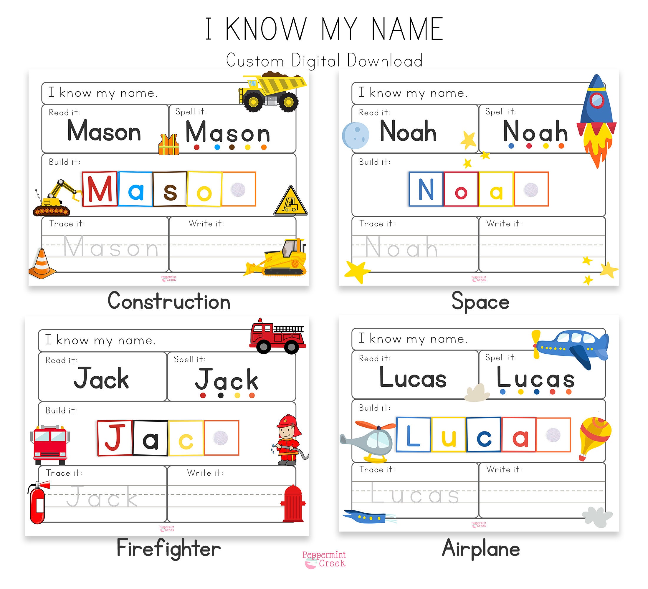 Learn Name Digital Download, I Know My Name, Prek Worksheets ...