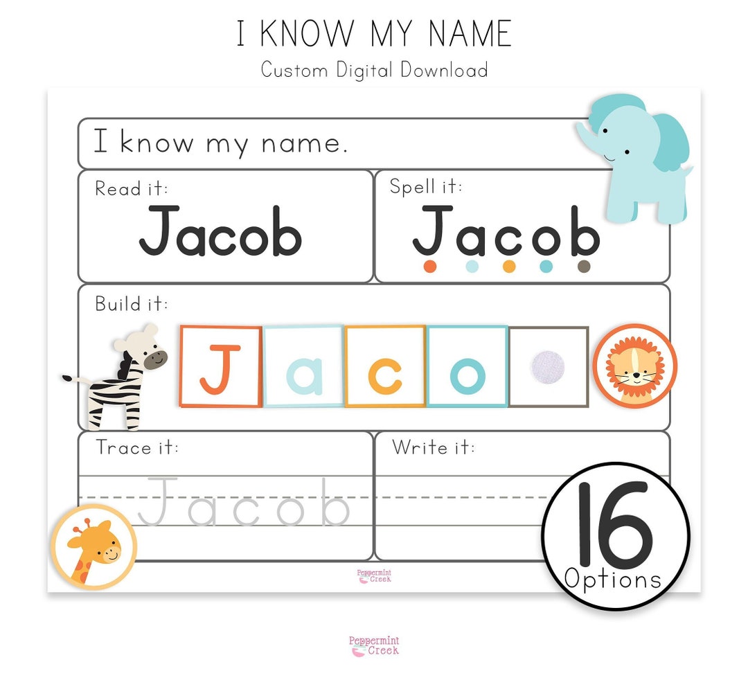 Learn Name Digital Download, I Know My Name, Prek Worksheets ...