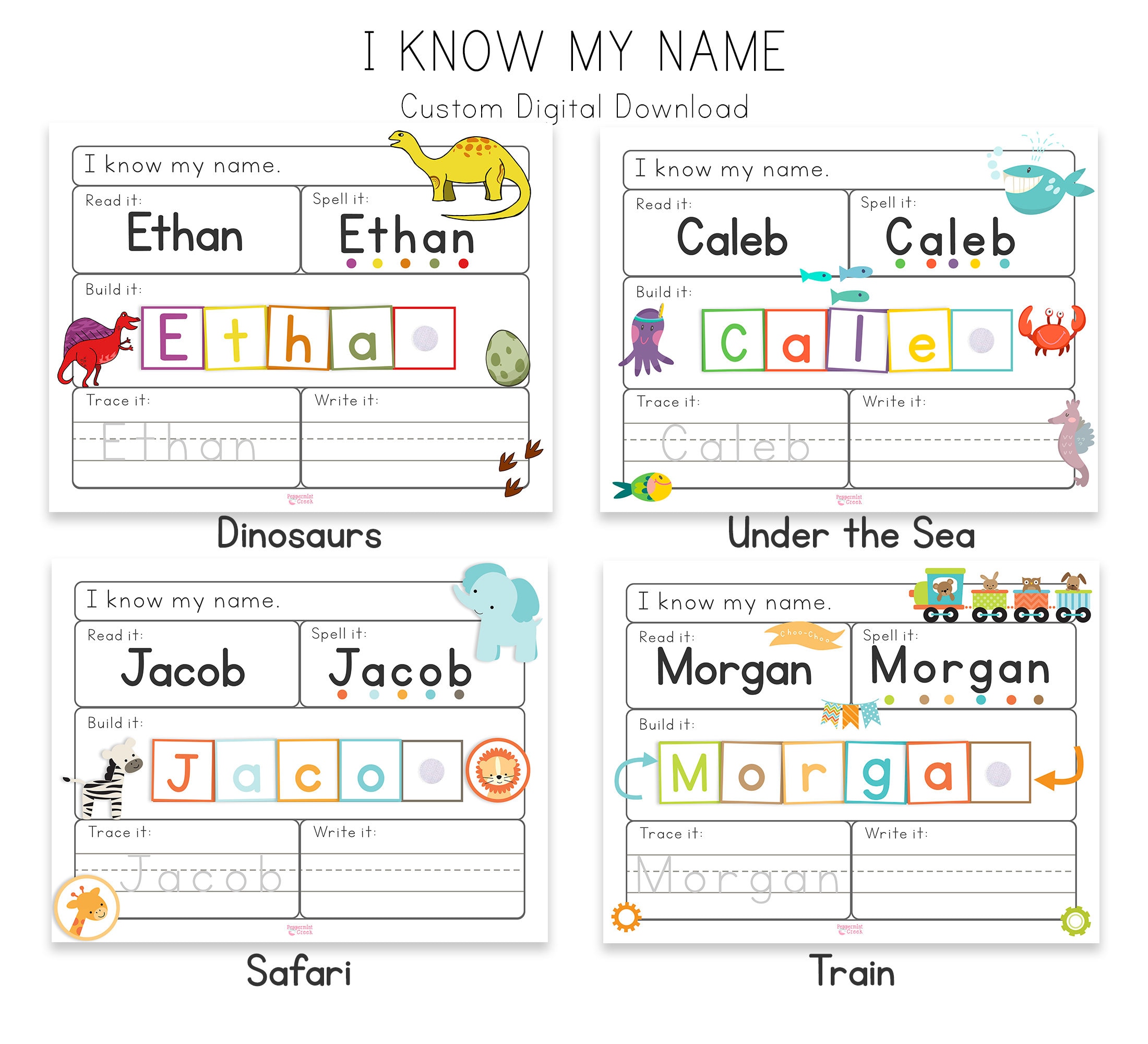 Learn Name Digital Download, I Know My Name, Prek Worksheets ...