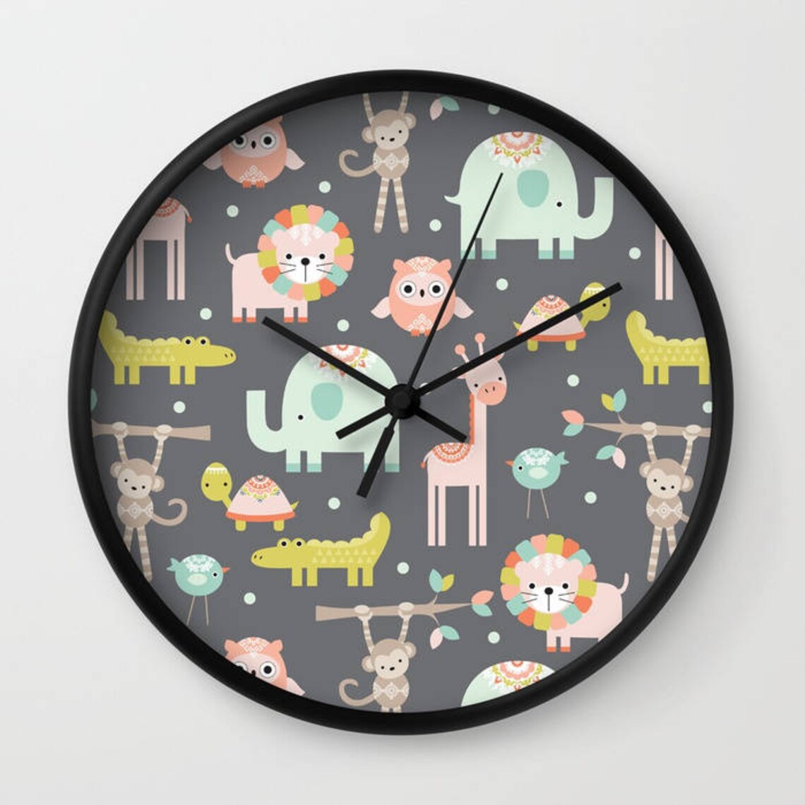 Safari Animals Clock, Safari Animal Wall Clock, Jungle Animals Clock ...