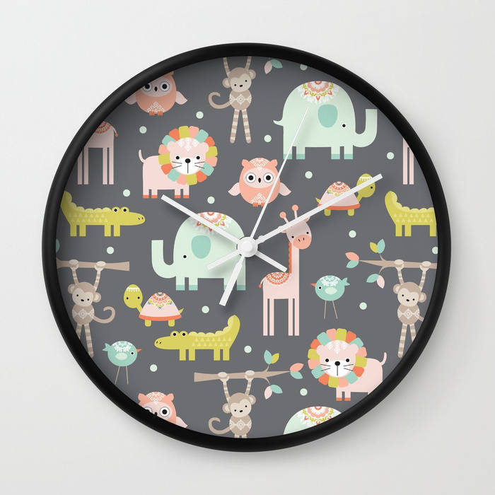 Safari Animals Clock, Safari Animal Wall Clock, Jungle Animals Clock ...