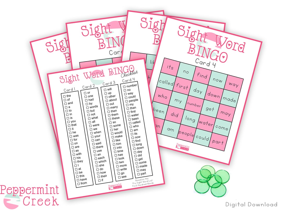 Sight Word Bingo Game for Children, Learning Resource, Frys 100 Site ...