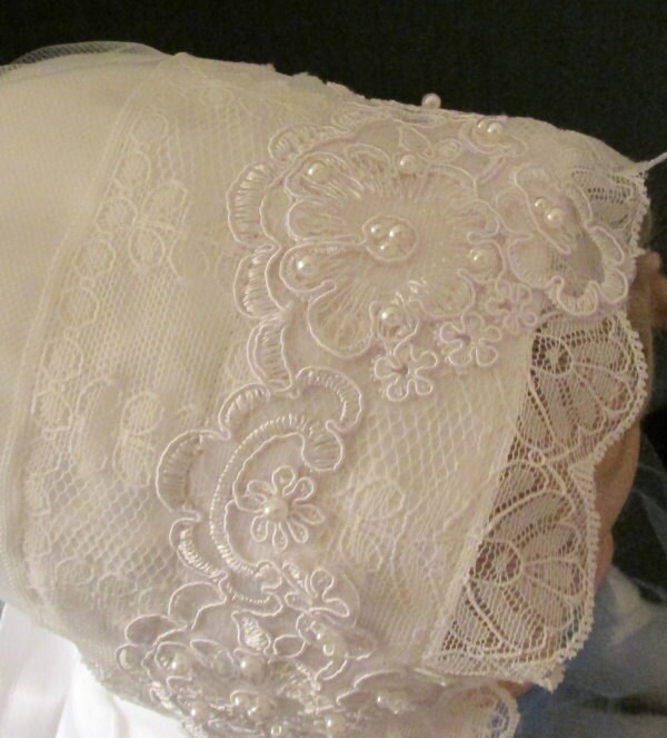 Elegant Satin and Tulle Baby Bonnet With Two Different Laces - Etsy