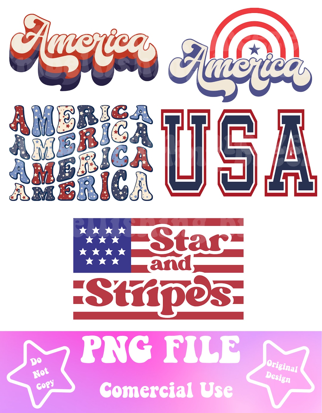 Americana Patriotic PNG Clipart Bundle (digital Download) - Etsy