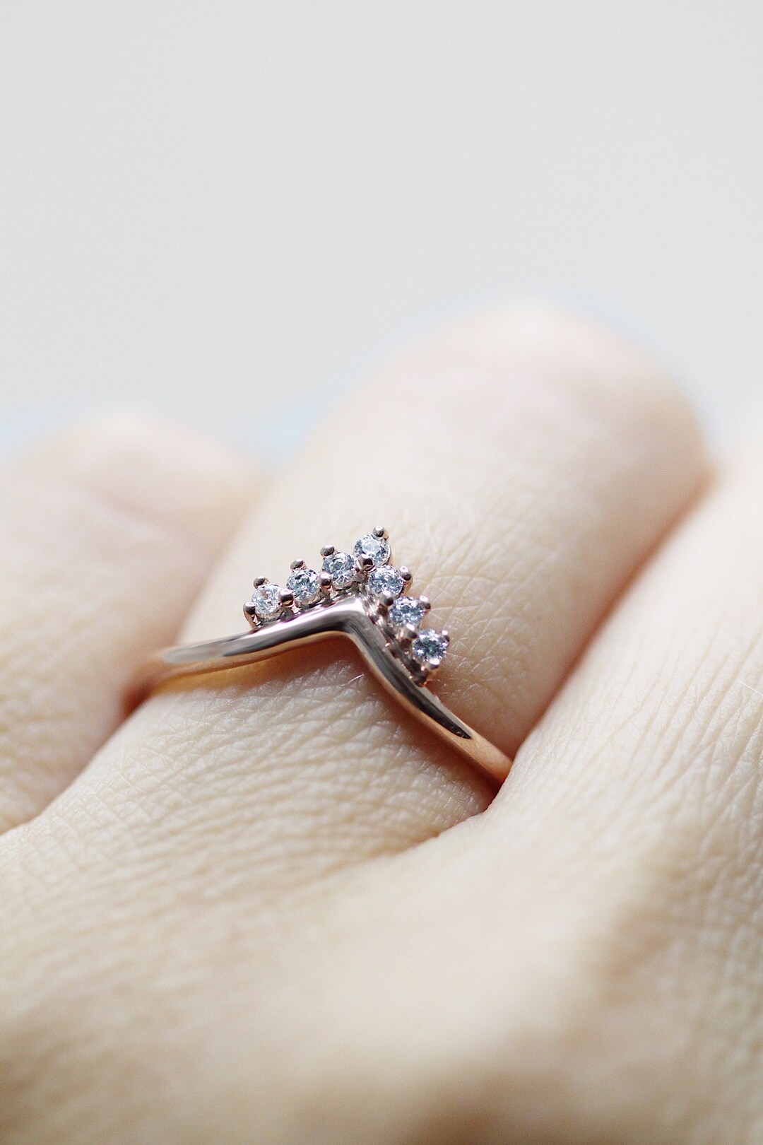 Pointy Diamond Ring - Rose Gold - Wedding Ring - Etsy