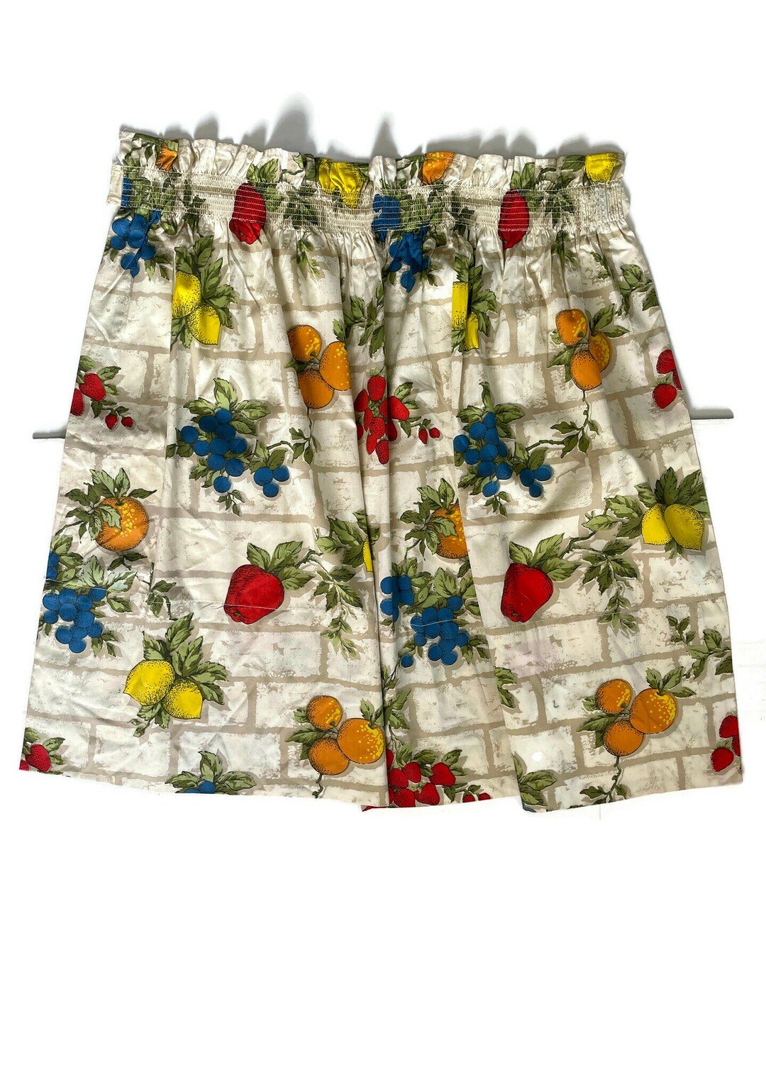 Vintage Kitchen Curtains With a Fruit Pattern, Gathered Cotton, Cafe ...