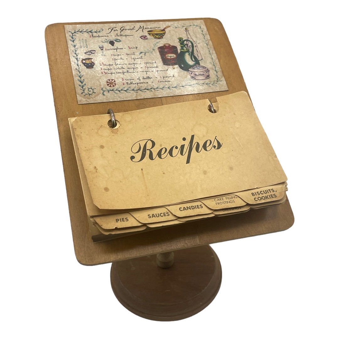 Vintage 1950s Standing Wood Recipe Holder, Vintage Kitchen Decor, Gift ...