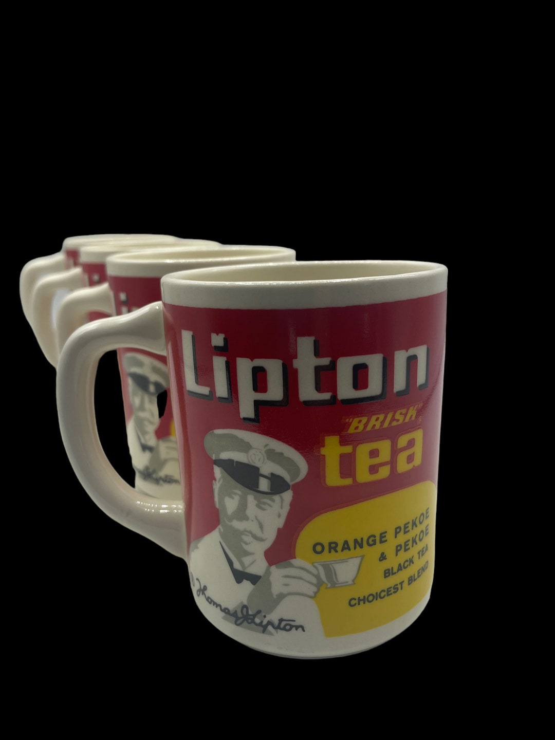 Vintage 1970s Lipton Tea Handle Mug Set of Four, Advertising Mugs ...