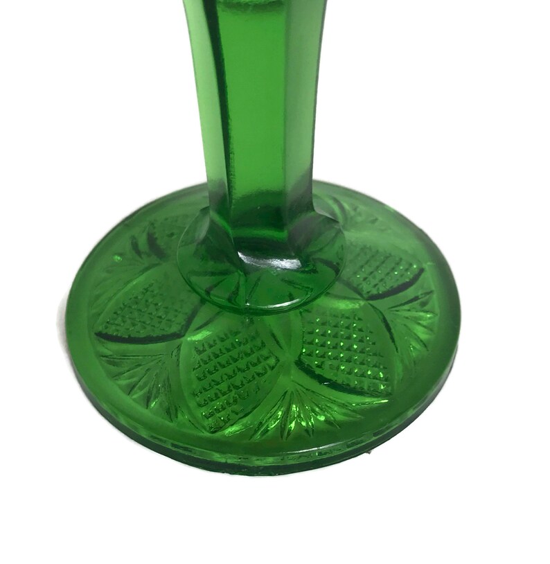 Vintage Green Pressed Glass Bud Vase Small Flower Vase Etsy