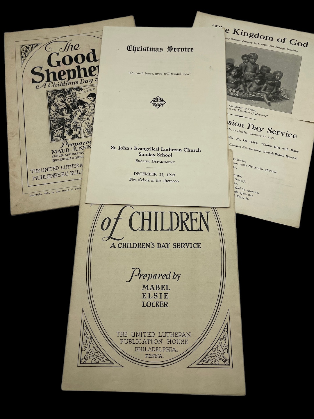 Vintage 1920s Church Pamphlets, Lutheran Church Services, 1928 1929 ...