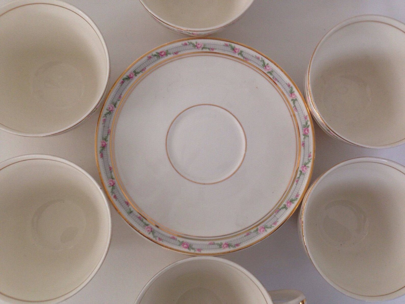 Vintage Pope Gosser Tea Cup Set (6) La Belle, Pink Roses & Gold - Etsy