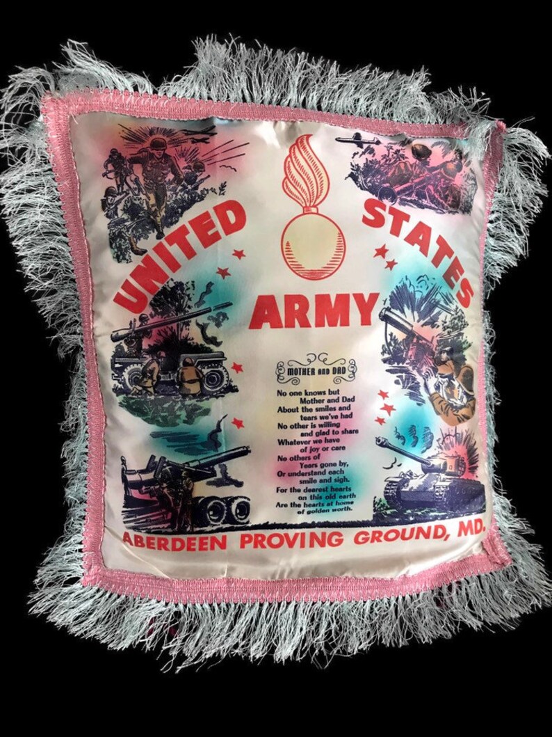 Vintage US Army Pillow Cover: Aberdeen Souvenir With Poem - Etsy
