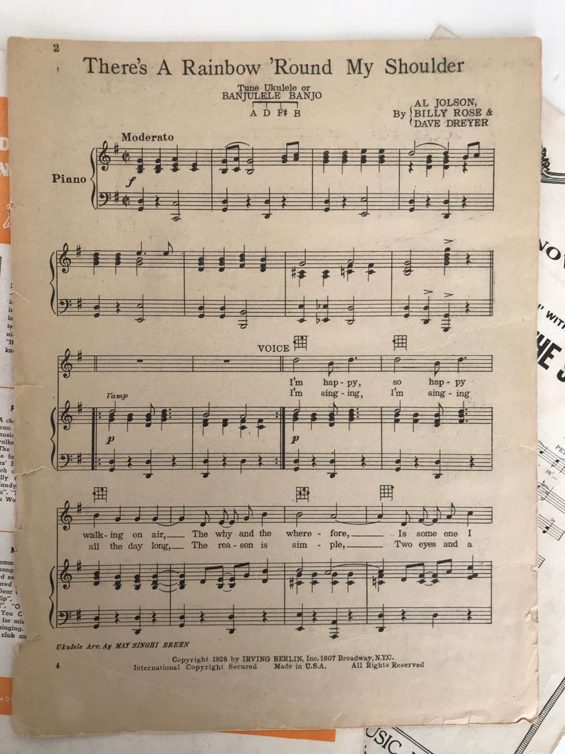 Vintage Sheet Music Lot 1920s Songs Musical Notation Paper - Etsy