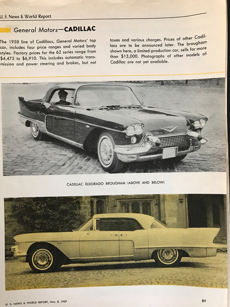 Vintage Car Memorabilia 1958 Autos US News and World Report - Etsy