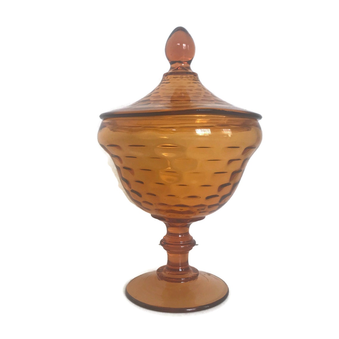 Vintage Amber Glass Compote With Lid: Pedestal Candy Dish - Etsy