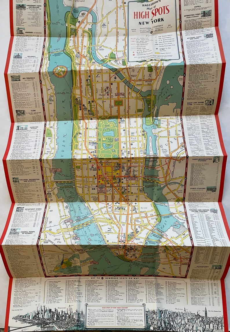 Vintage 1940s New York City Map Hagstrom's Map of High - Etsy