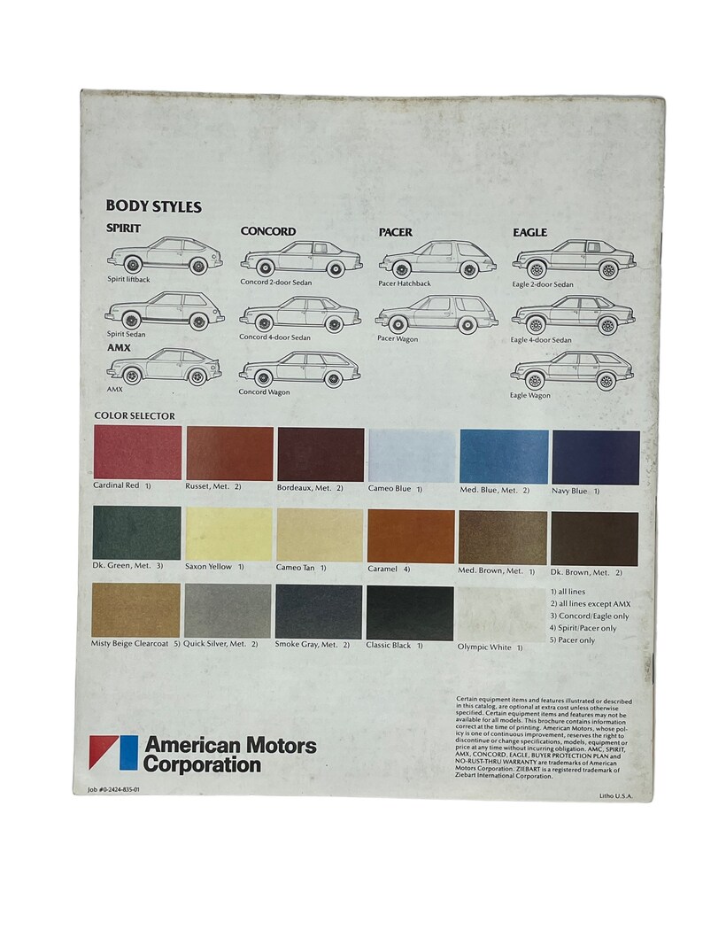 Vintage Car Brochure 1980 AMC Pacer Spirit Car Dealer - Etsy
