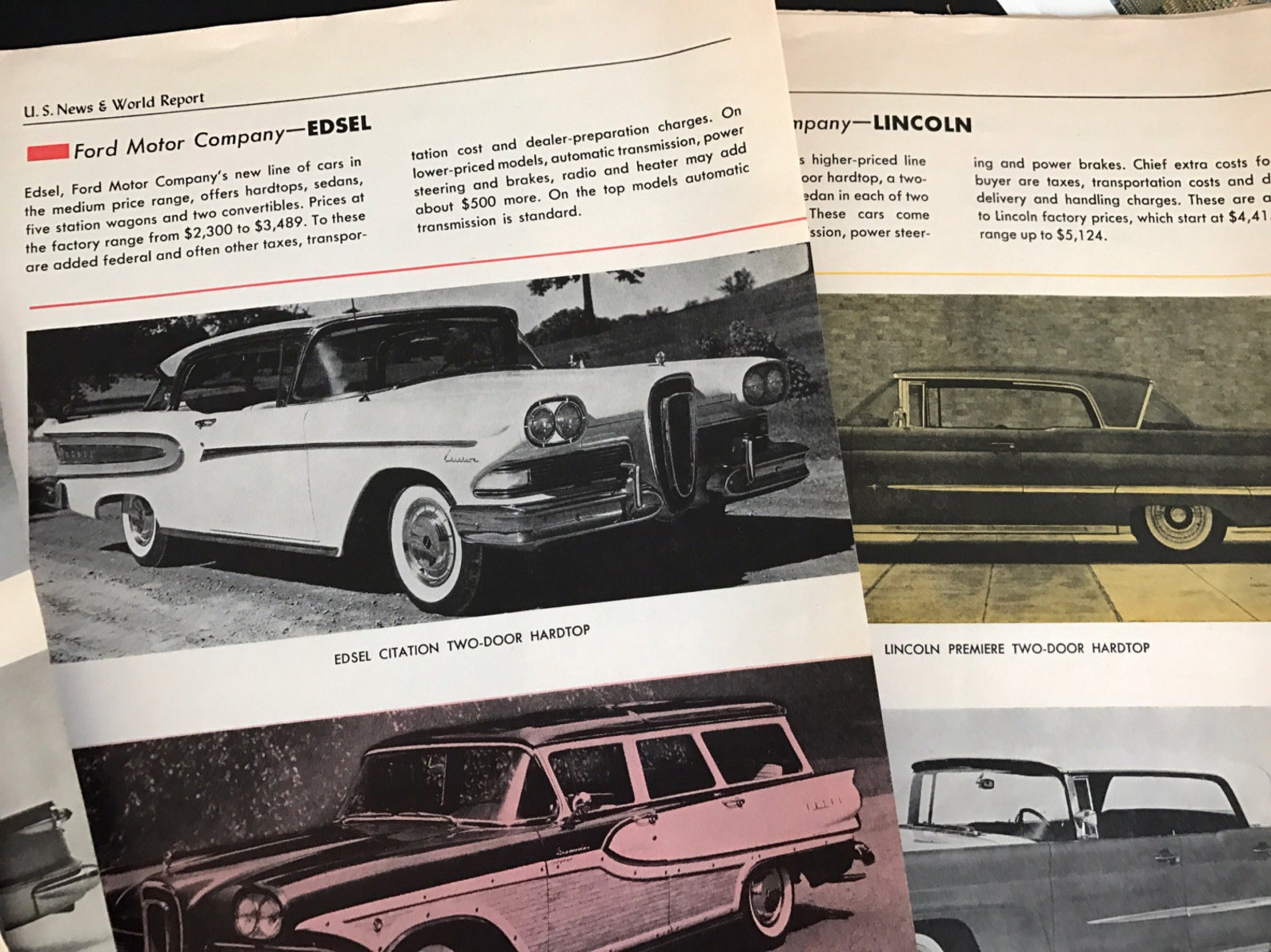 Vintage Car Memorabilia 1958 Autos US News and World Report - Etsy