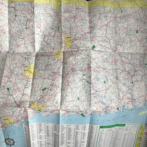 Vintage 1957 Connecticut State Map, Large Wall Map, Wall Art, Ct ...