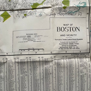 Antique 1950s Map Handy Map of Boston Geographica Map Co. - Etsy
