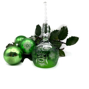 Vintage Bohemian Green Cut to Clear Crystal Bell Decorative - Etsy