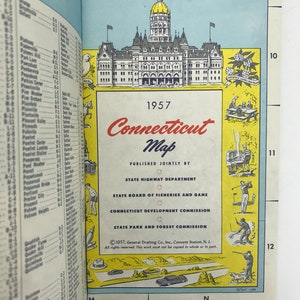 Vintage 1957 Connecticut State Map, Large Wall Map, Wall Art, Ct ...