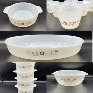 Vintage 1960s Dynaware Termocrisa Casserole, White Milk Glass Brown ...