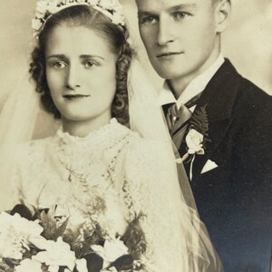 Vintage Studio Portrait of a Bride and Groom, 1930s 1940s Wedding ...