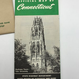 Vintage 1957 Connecticut State Map, Large Wall Map, Wall Art, Ct ...