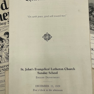 Vintage 1920s Church Pamphlets, Lutheran Church Services, 1928 1929 ...