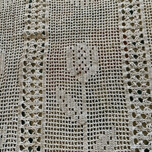Vintage Filet Crochet Wall Hanging, Tulip Flower Design, Natural Color ...