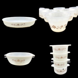 Vintage 1960s Dynaware Termocrisa Casserole, White Milk Glass Brown ...