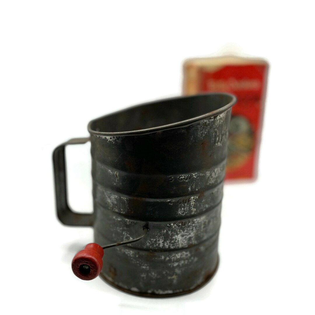 Vintage 1950s Kitchen Utensils, Brite Pride Flour Sifter, Red Wood ...