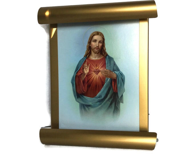 Vintage Jesus Christ Lighted Picture, the Guiding Light, Memorial, New ...