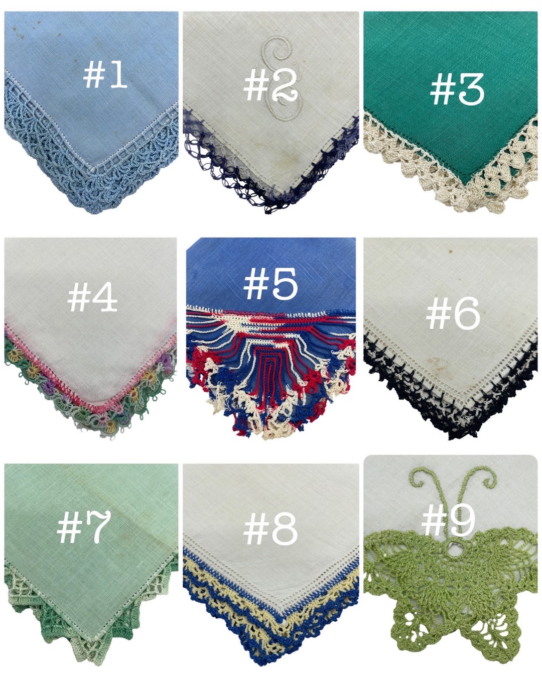 Vintage Hankies, Cotton and Linen With Crochet Edging, CHOOSE ONE ...