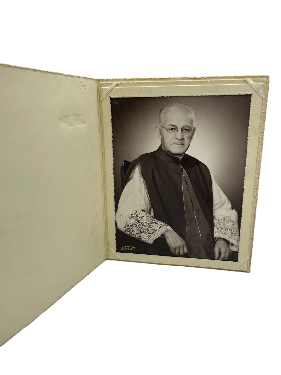 Vintage Catholic Priest Portrait: 1930s Clergy Photo in Presentation ...
