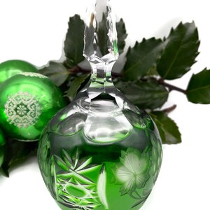 Vintage Bohemian Green Cut to Clear Crystal Bell Decorative - Etsy