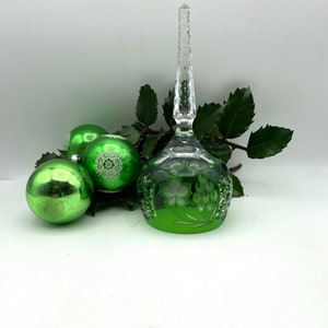 Vintage Bohemian Green Cut to Clear Crystal Bell Decorative - Etsy