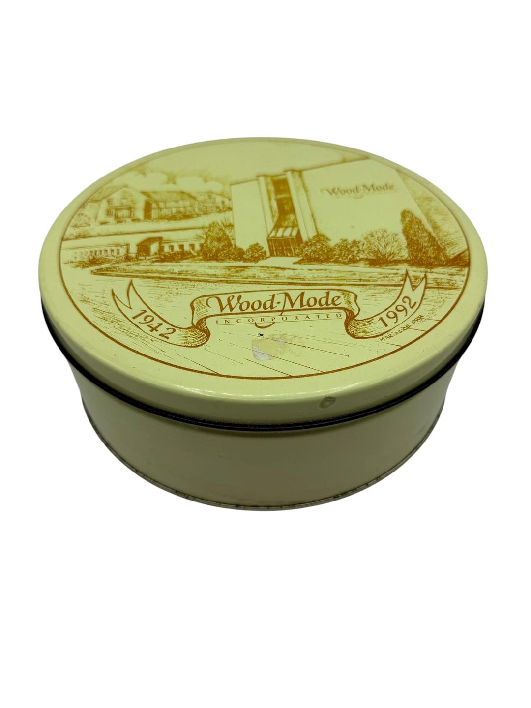 Vintage 1990s Round Advertising Tin Box, Wood-mode Corporation 50th ...