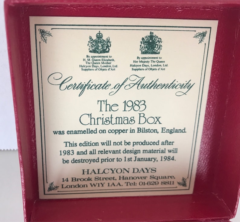 Vintage Halcyon Days Enamels Dated Trinket Box Christmas Box | Etsy