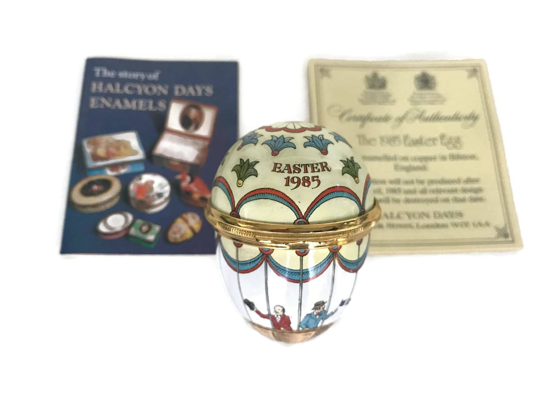Vintage Halcyon Days Enamels Easter 1985 Egg Shaped Box English Enamel ...